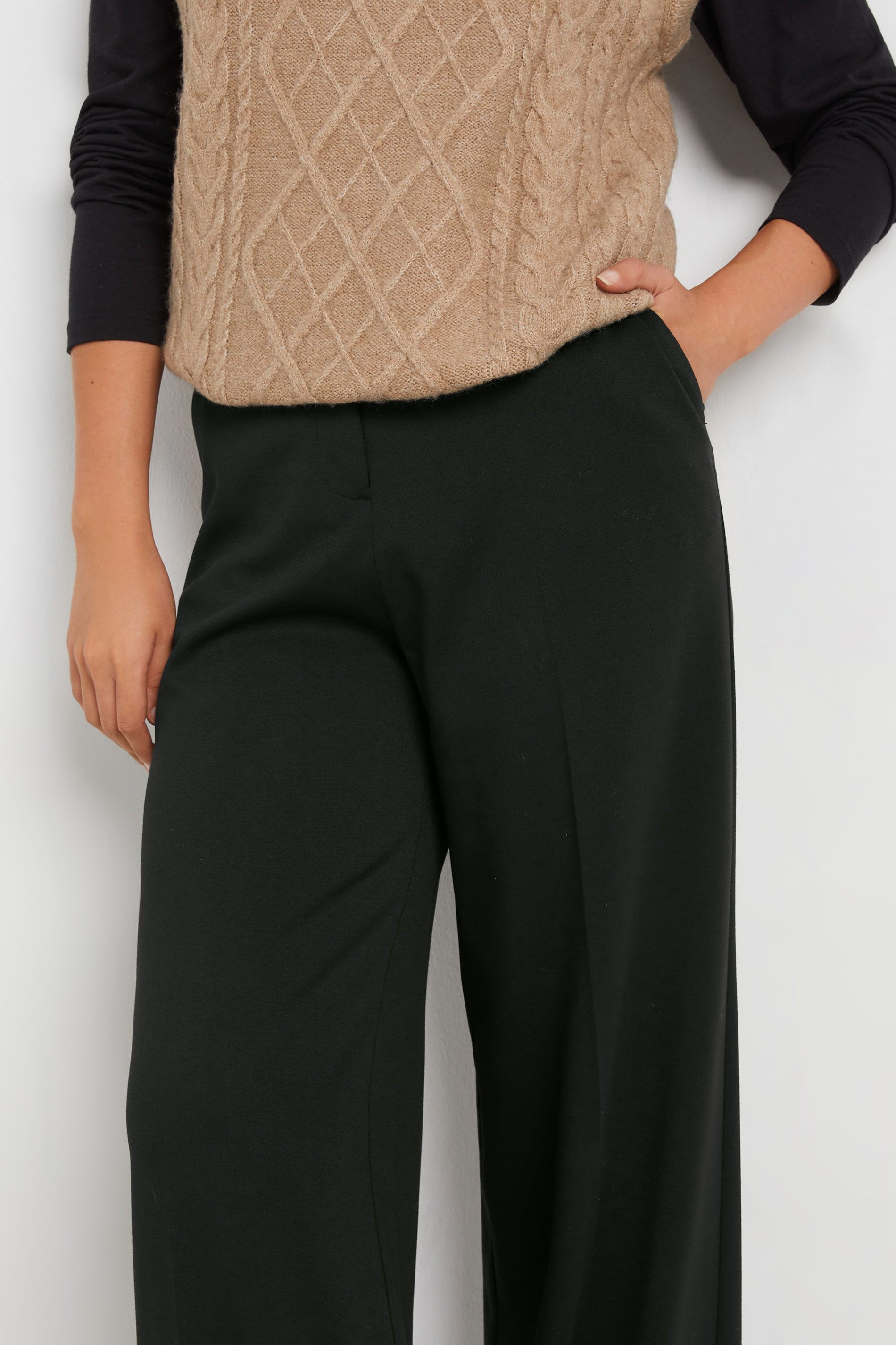 LTS PREMIUM Tall Black Tailored Wide Leg Trousers | Long Tall Sally