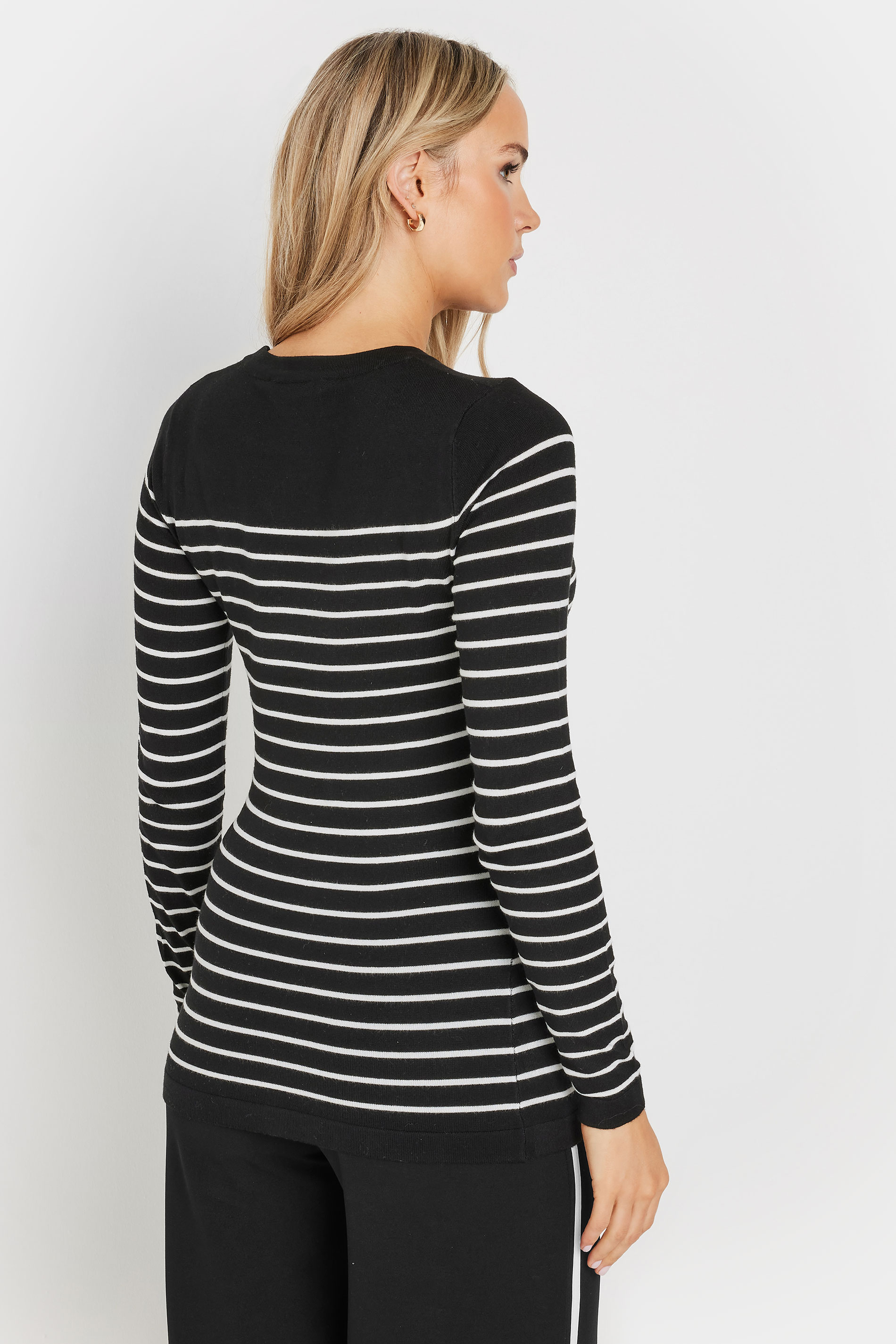 LTS Tall Black Fine Knit Striped Jumper | Long Tall Sally