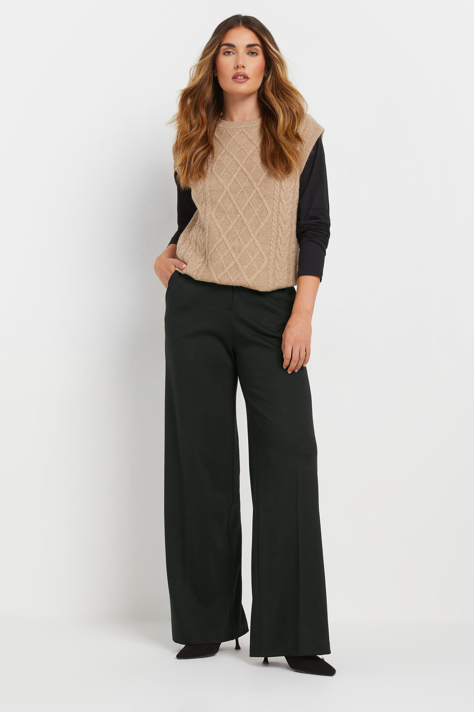 LTS PREMIUM Tall Black Tailored Wide Leg Trousers | Long Tall Sally