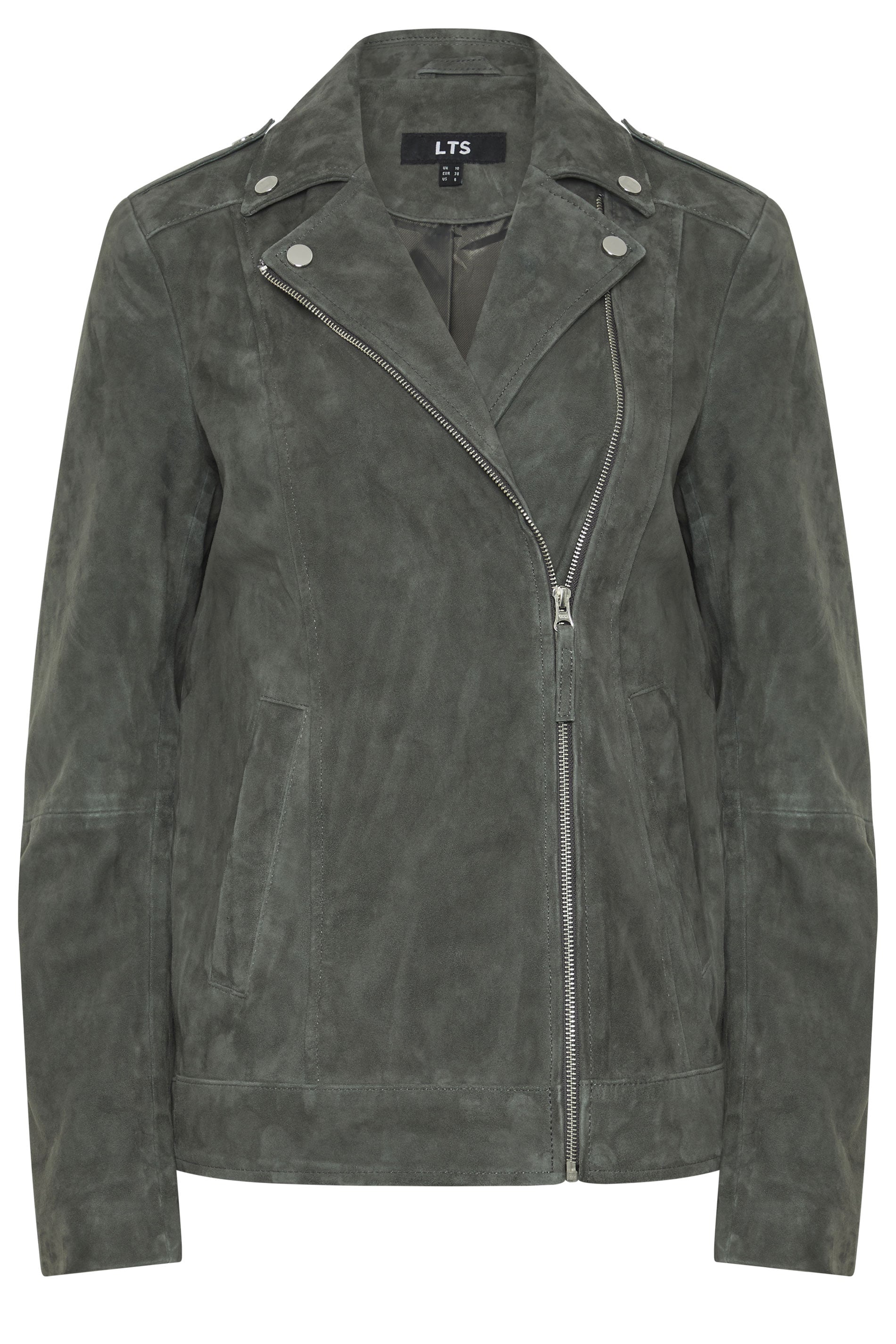 LTS PREMIUM Tall Women's Grey Suede Biker Jacket | Long Tall Sally