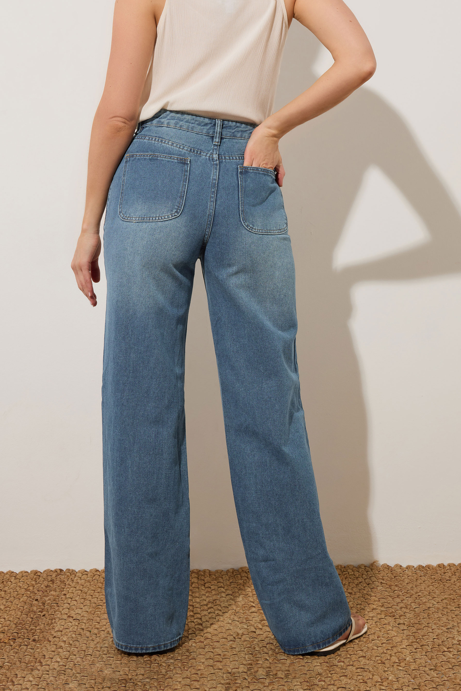 LTS Tall Womens Blue Wide Leg High Waisted Jeans | Long Tall Sally
