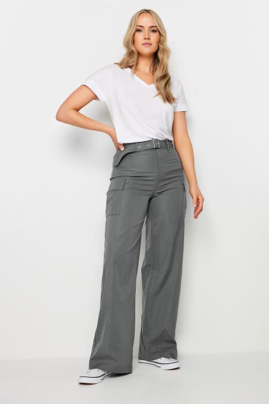 LTS Tall Women's Light Grey Pinstripe Wide Leg Trousers | Long Tall Sally
