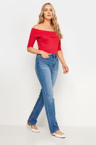 LTS Tall Women's Red Short Sleeve Bardot Top | Long Tall Sally