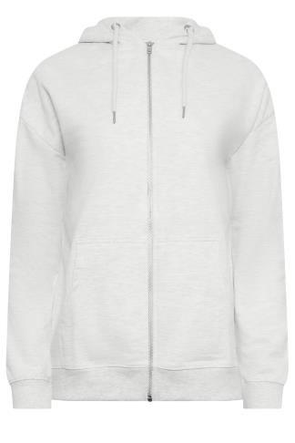 LTS Tall Light Grey Zip Through Pocket Hoodie | Long Tall Sally