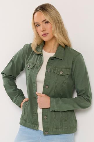 LTS Tall Khaki Green Cotton Denim Jacket | Long Tall Sally