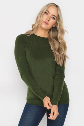 LTS Tall Green Crew Neck Long Sleeve Jumper | Long Tall Sally