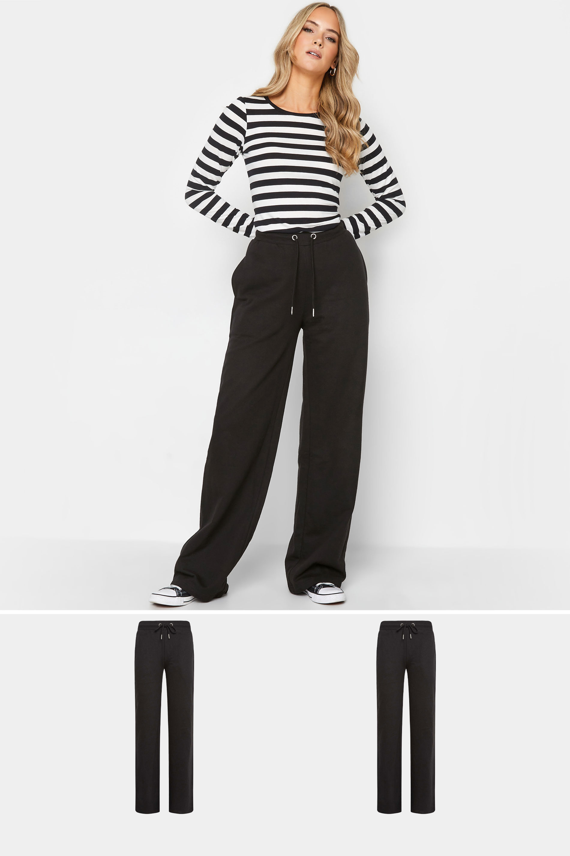 LTS Tall 2 PACK Black Basic Wide Leg Joggers | Long Tall Sally