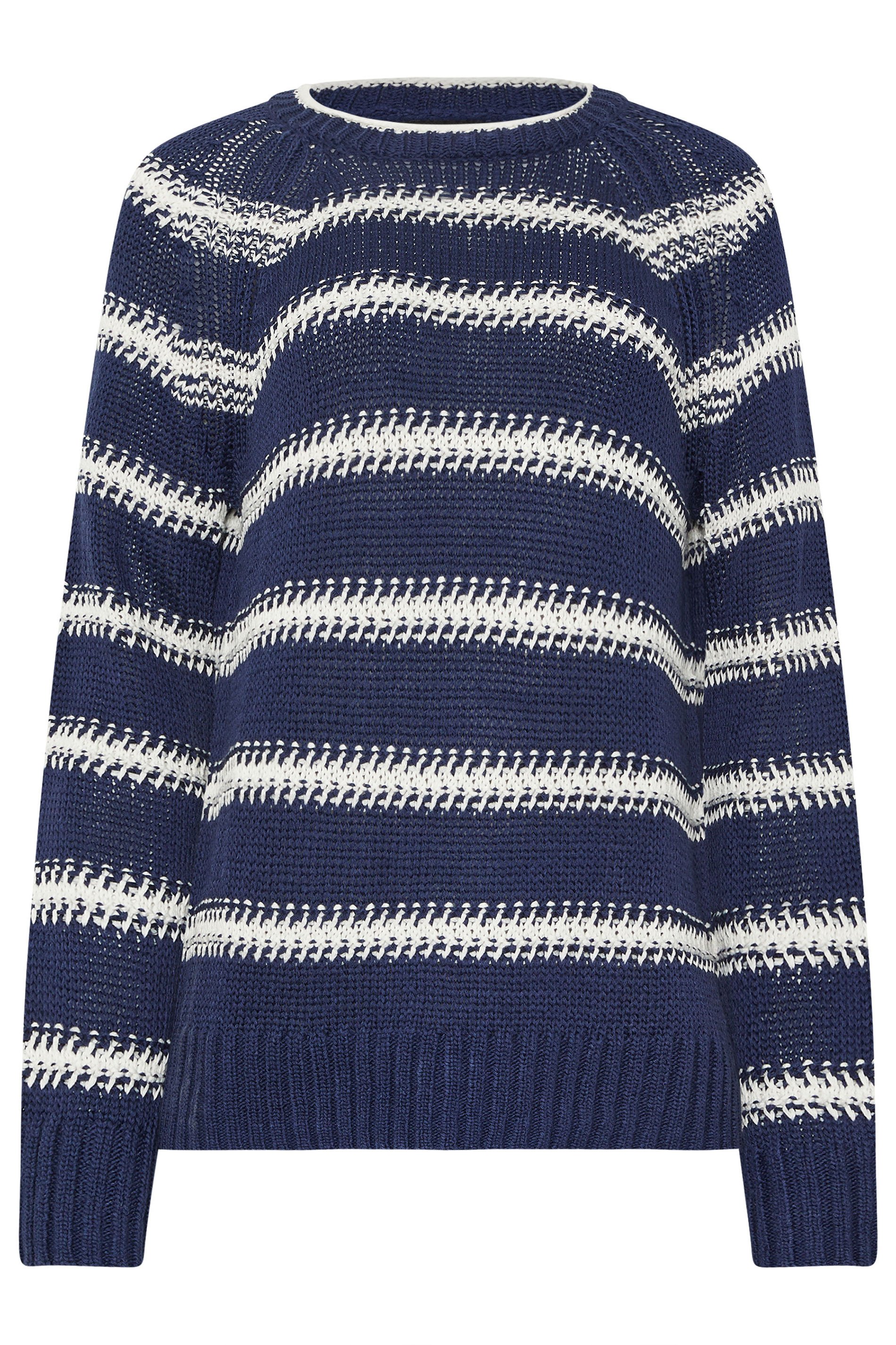LTS Tall Navy Blue & White Stripe Knit Jumper | Long Tall Sally