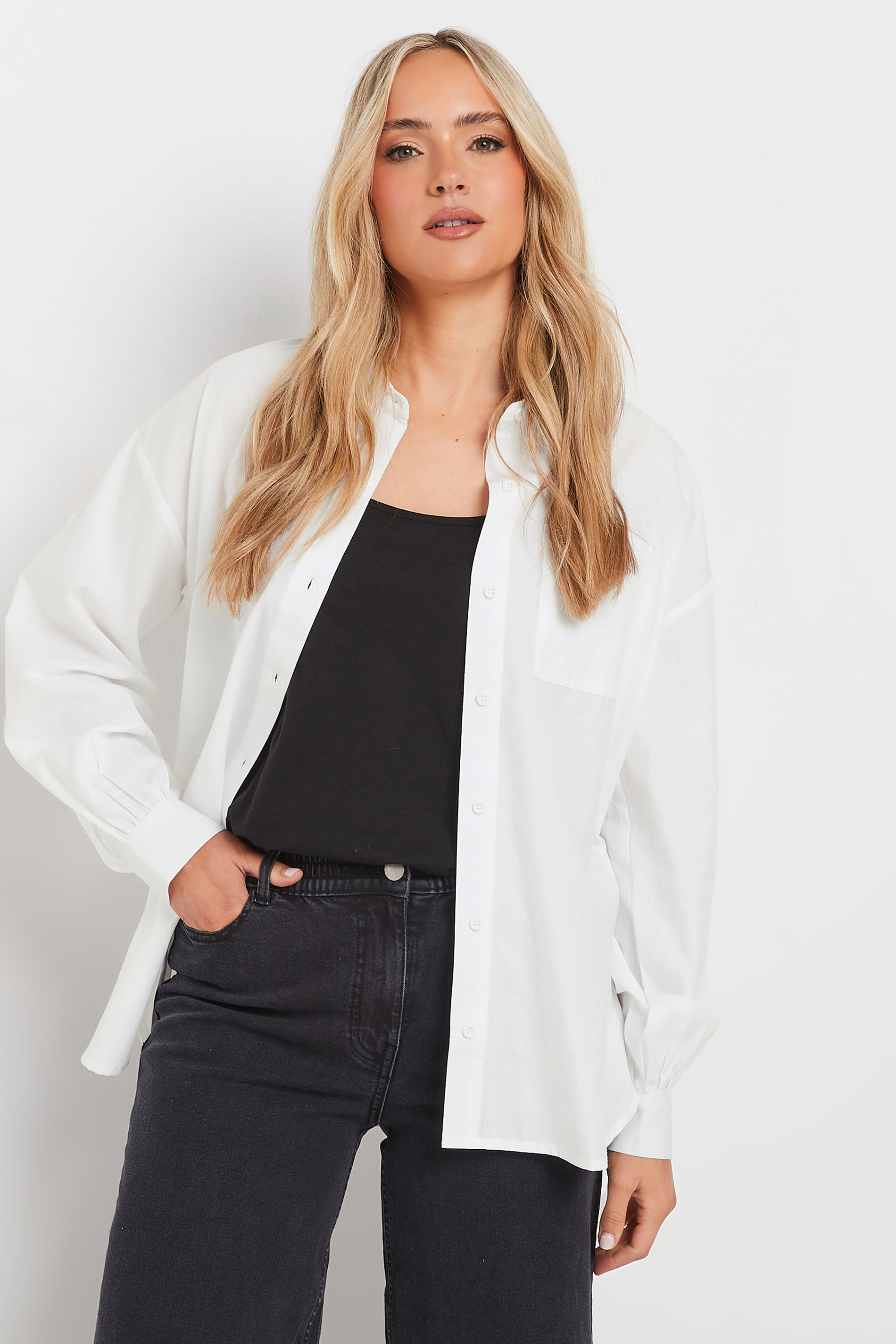 LTS Tall White Plain Cotton Shirt | Long Tall Sally