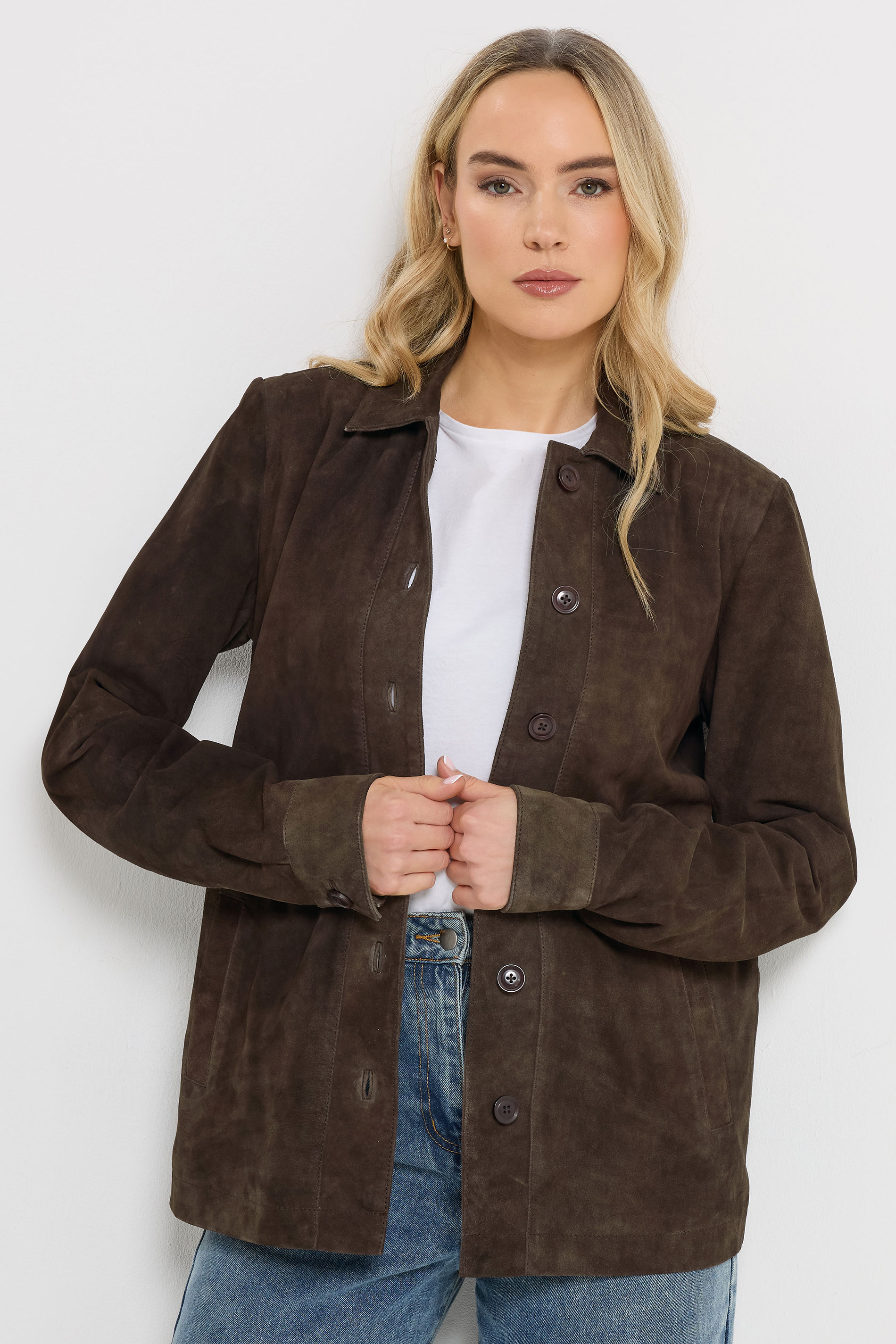LTS PREMIUM Tall Women's Chocolate Brown Suede Jacket | Long Tall Sally