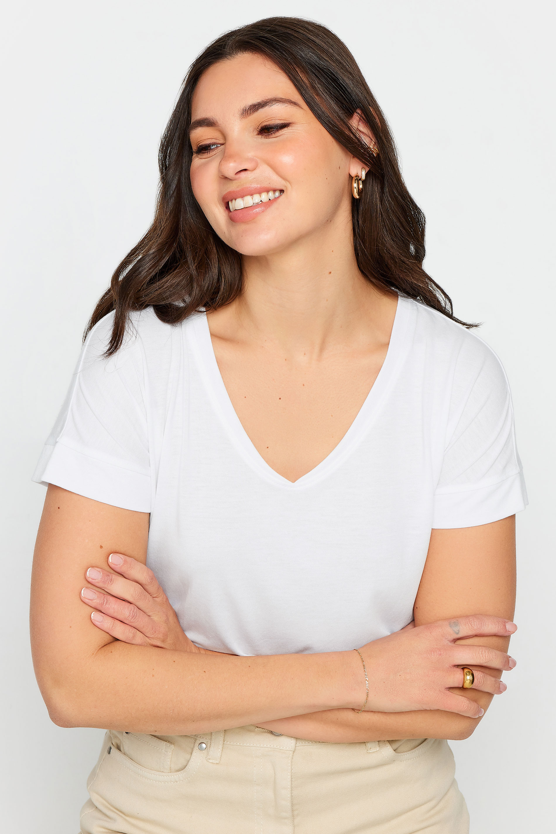 LTS PREMIUM Tall Womens White V-Neck T-Shirt | Long Tall Sally