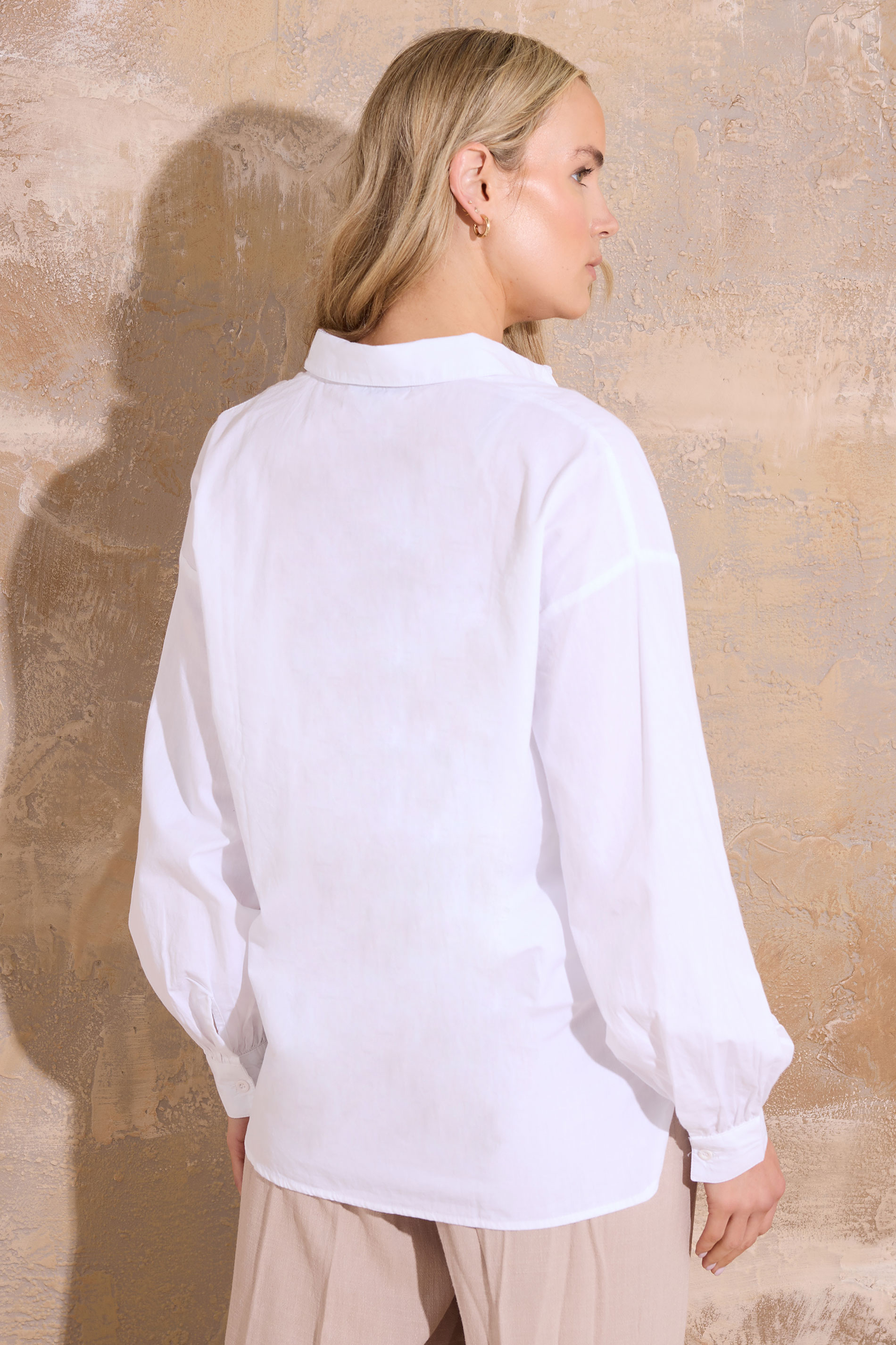 LTS Tall White Plain Cotton Shirt | Long Tall Sally